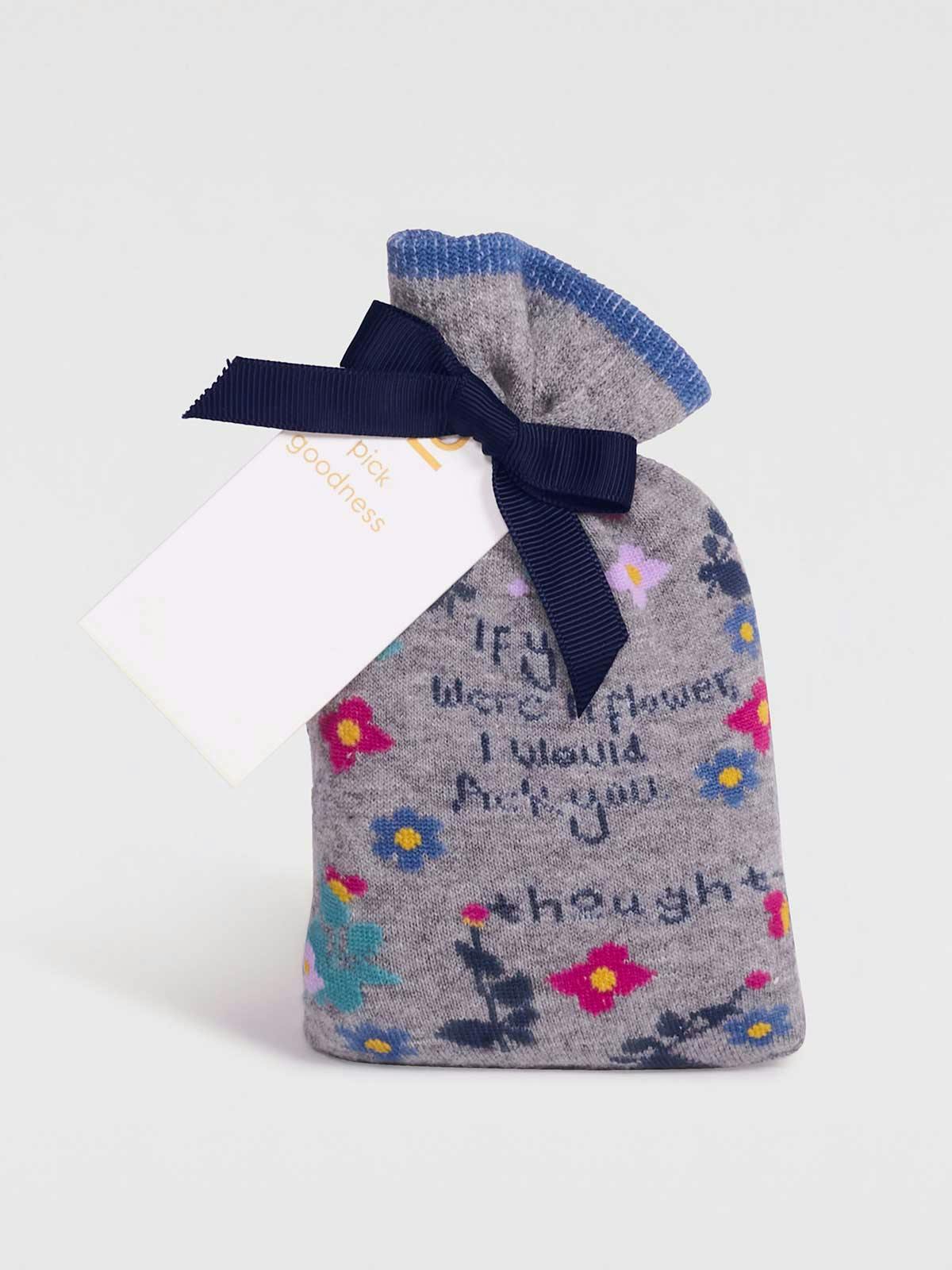 Women's Viola Floral Socks in a bag from Thought