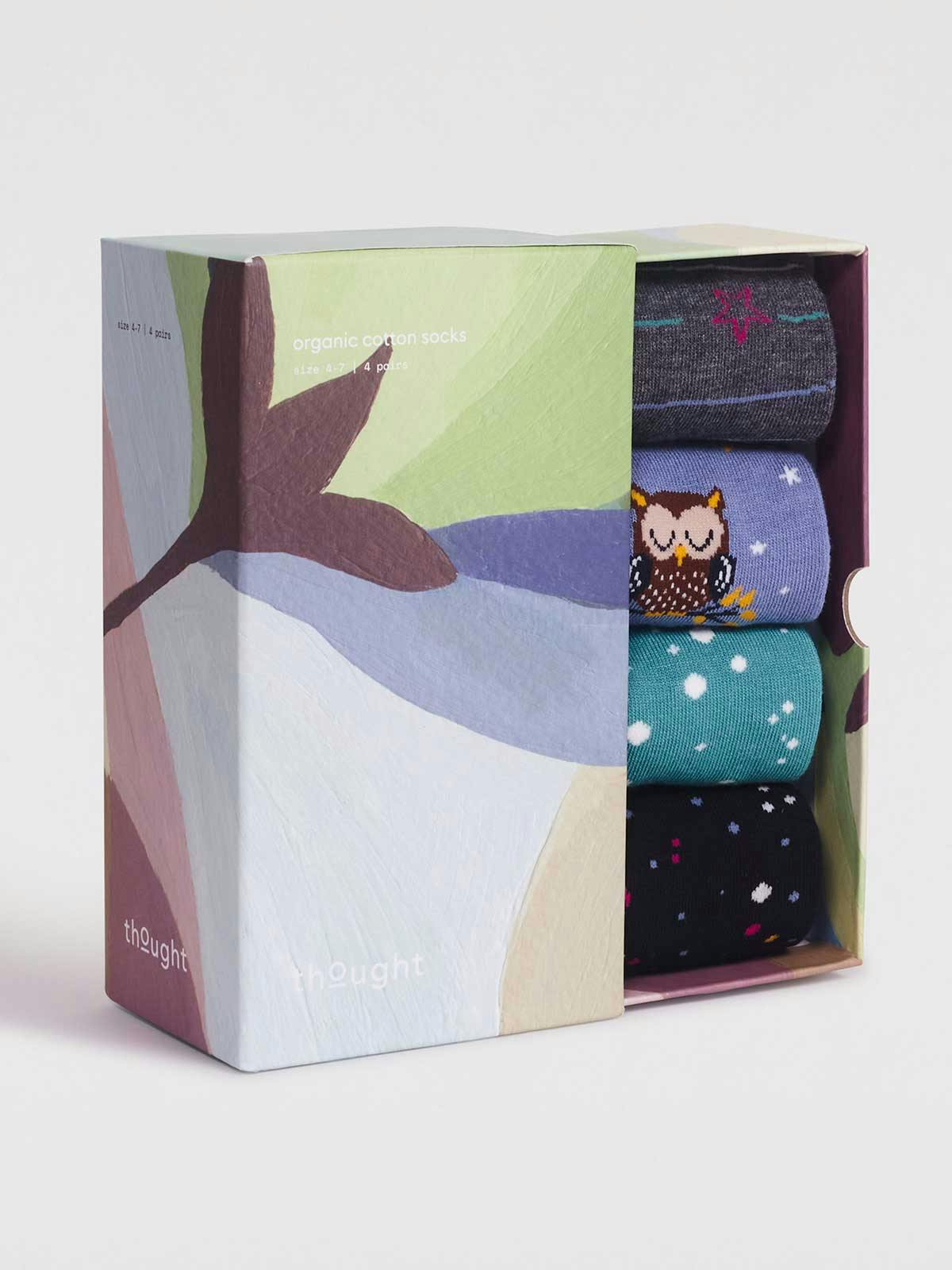 Amaya Night Theme Thought Bamboo Socks in a Gift Box